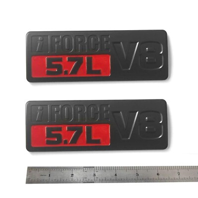 2Pc Red Black Door 5.7L I Force V8 EMBLEM Badge Fit 2014-2021 Tundra | eBay