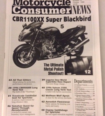 Motorcycle Consumer News Magazine Super Blackbird October 1996 ...