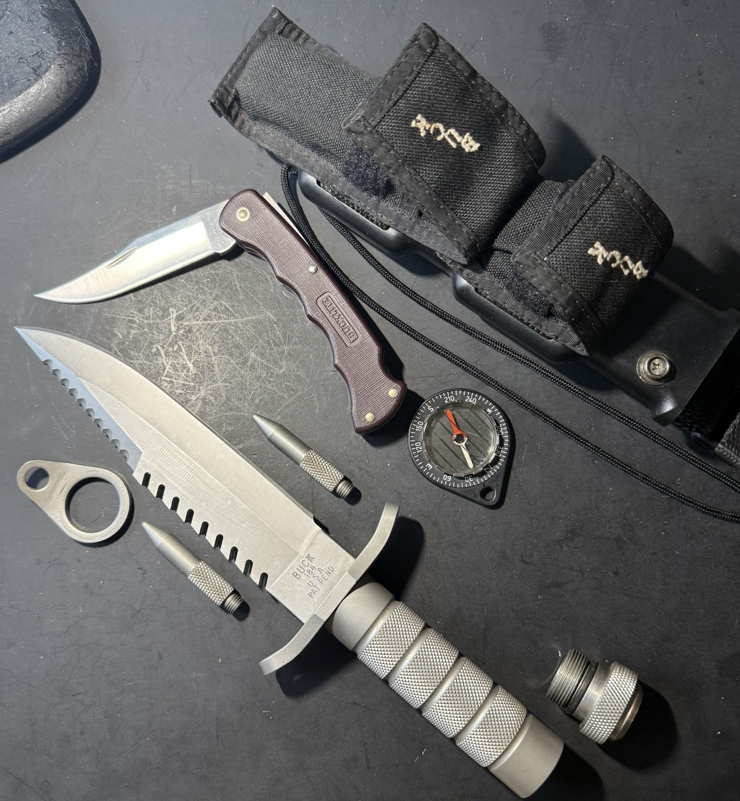 Vintage Buck BuckMaster Survival 184 w/Bucklite 422 Knife Compass ...