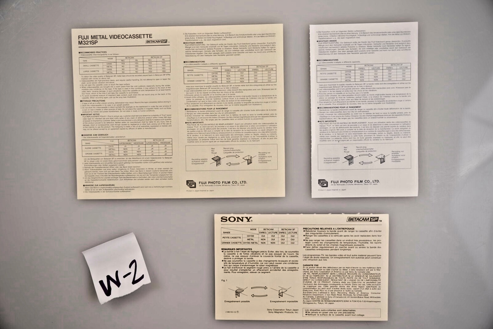 Vintage Fuji & Sony Betacam SP Label Sheets – 1990s Pro Broadcast Media ...