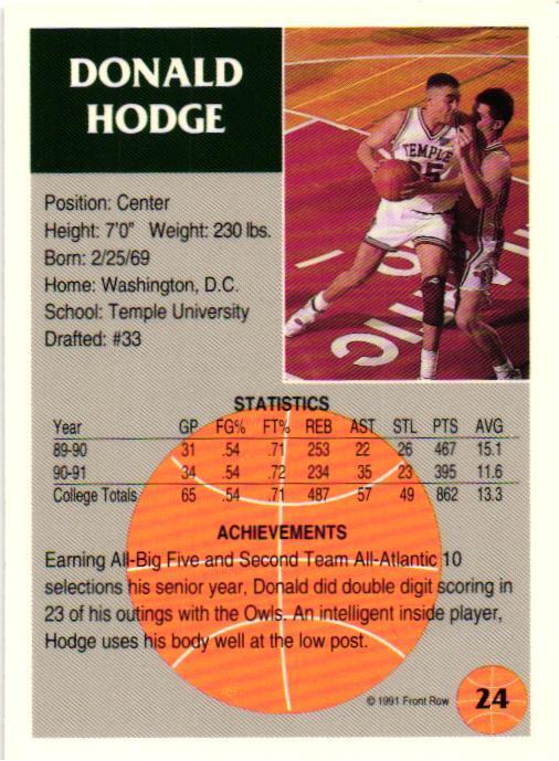 1991 Front Row #24 Donald Hodge | eBay