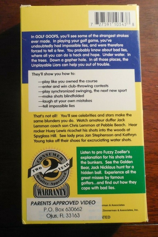 Golf Goofs - Par For The Course - VCR VHS Movie Tape NR Used | eBay