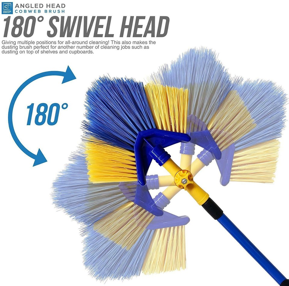 COBWEB BRUSH LONG REACH CLEANING COB WEB BROOM EXTENDING HANDLE DOMED ...