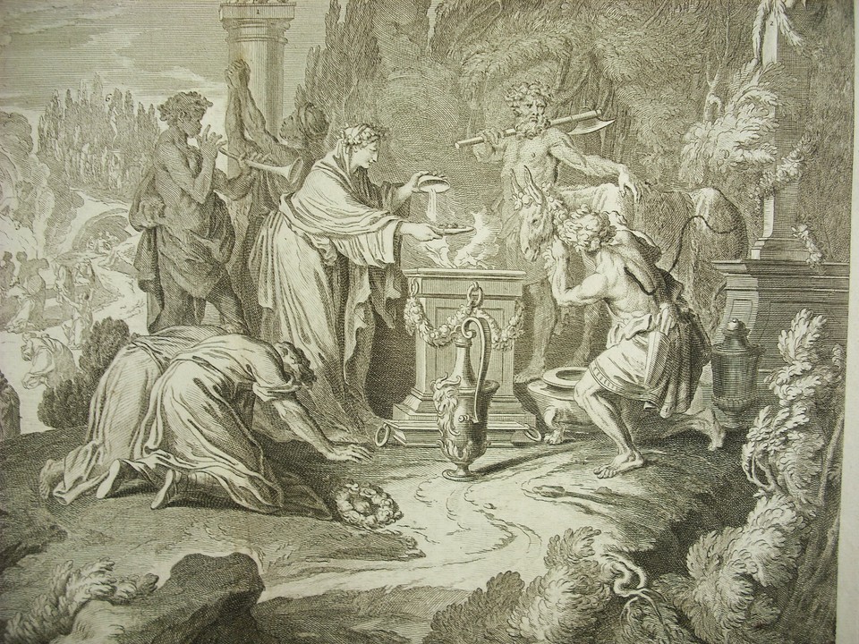 Engraving XVIII 1728 Israel Idol Worship Apis Anubis Moloch Priapus ...