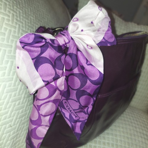 Coach Signature Silk Skinny Scarf Purple's - Gem