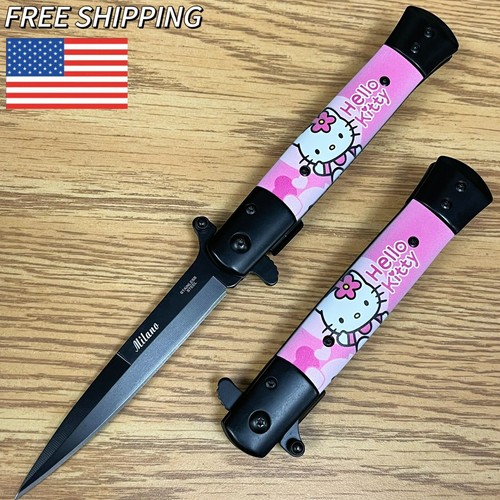 9"Tactical Hello Kitty Cat Spring Assisted Open Blade Folding Pocket ...