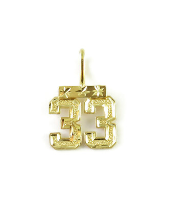 14K Yellow Gold Number # 33 Charm Necklace Pendant ~ 1.3 | eBay