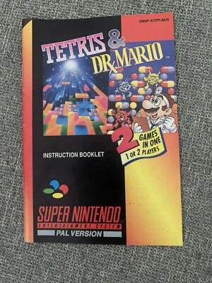 Tetris & Dr Mario Instruction Booklet - Super Nintendo - SNES PAL ...