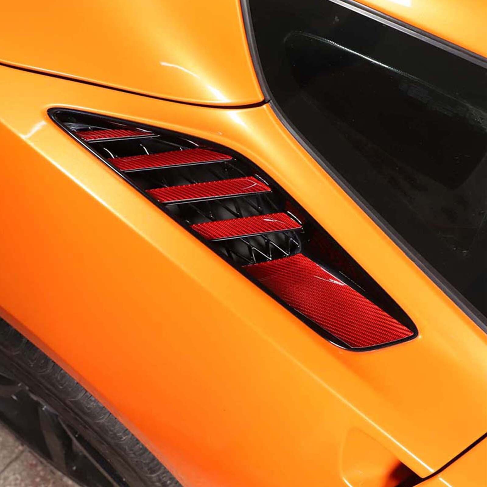 Rear Fender Air Intake Sticker Red Carbon Fiber Cover For Corvette C7 ...