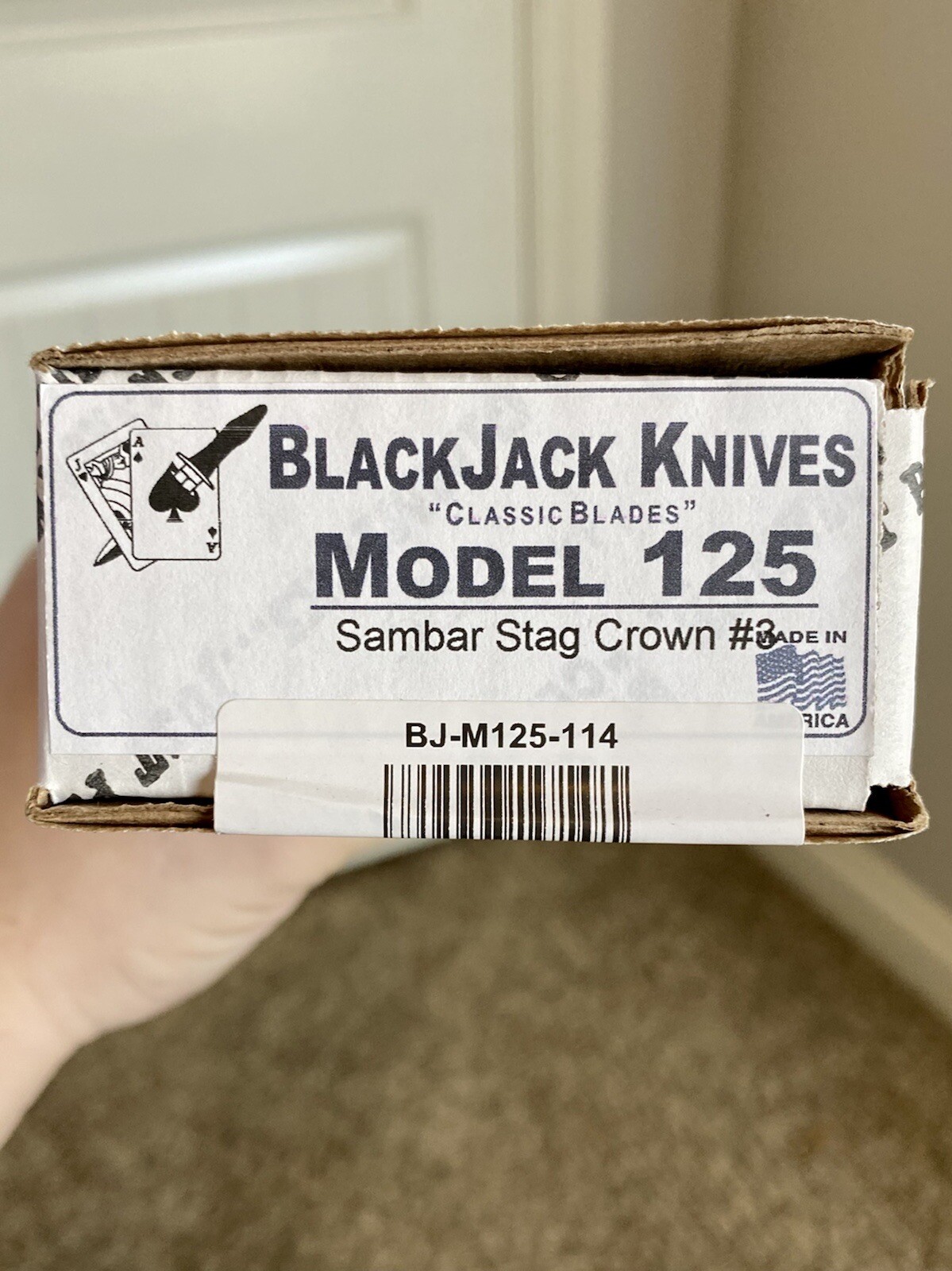 New Blackjack Knives Bark River Model 125 Sambar Crown Stag Handle ...