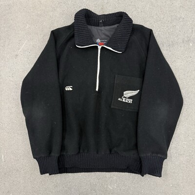 Vintage Canterbury All Blacks Rugby Wool 1/4 Zip Sweater Jacket Size 40 ...