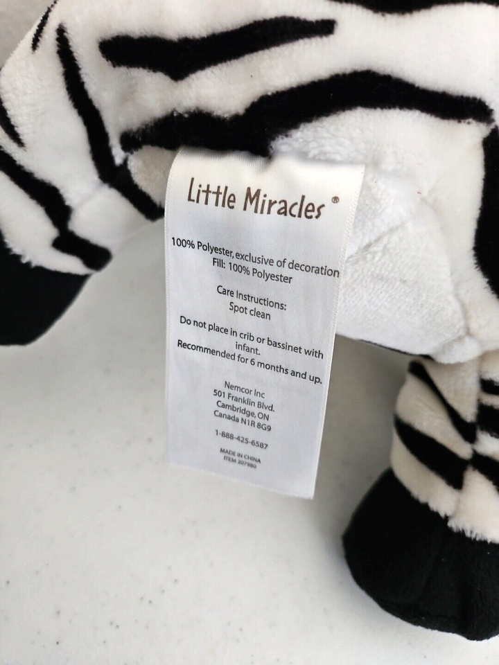 Costco Little Miracles Zebra Plush Stuffed Animal White Black Stripes ...