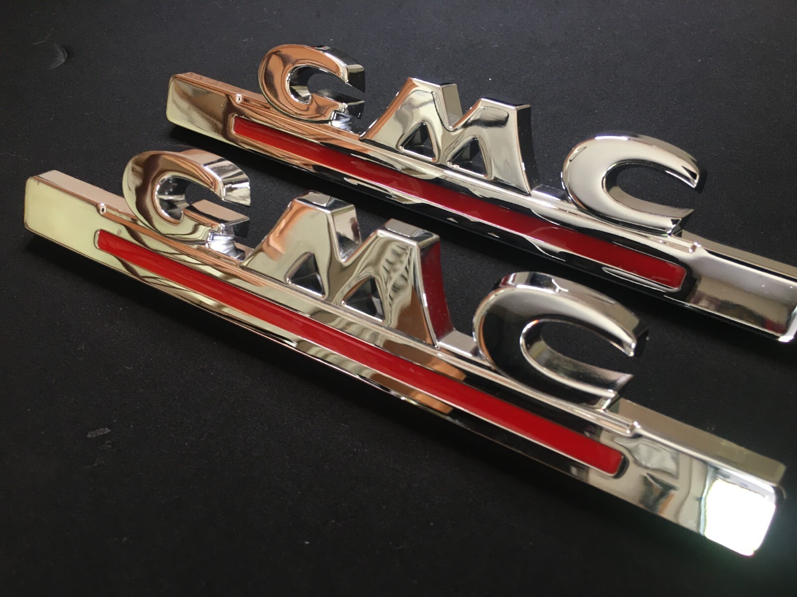 1947 - 1954 GMC Side Hood Emblems Chrome Red 1948 1949 1950 1951 1952 ...