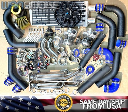 TWIN TURBO CHARGER KIT TT BKL FOR DODGE MOPAR 5.2 5.9 CHALLENGER ...