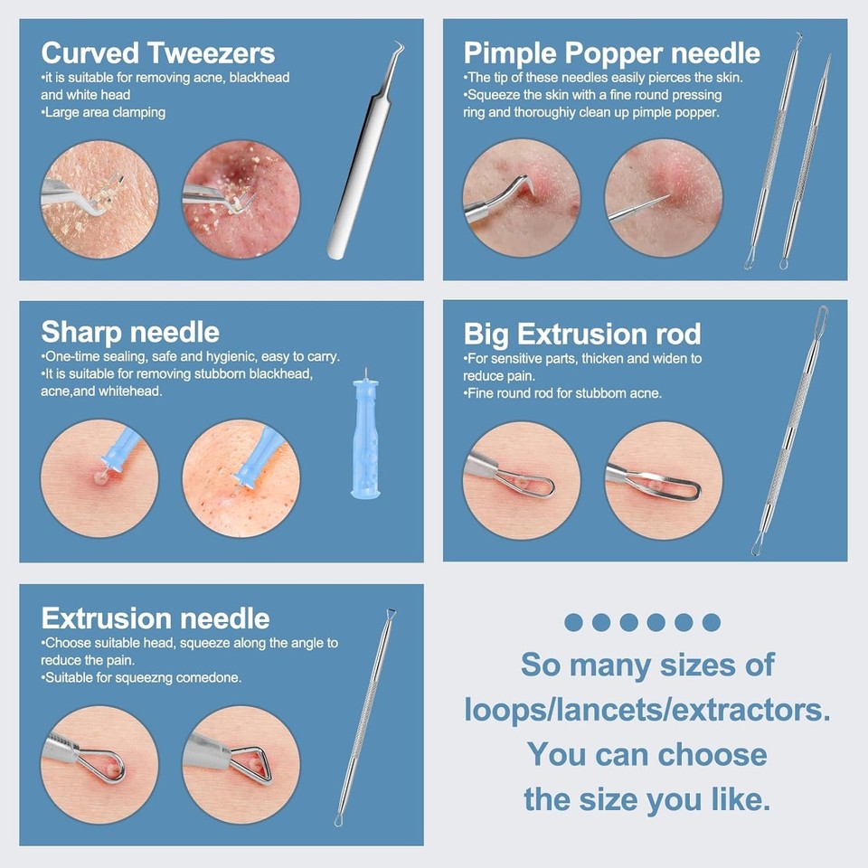 60PCS Dual Heads Blackhead Remover, Pimple Comedone Extractor, Acne ...