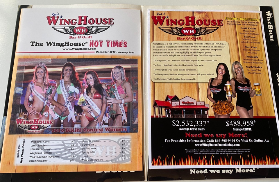 2014 WINGHOUSE BAR GRILL FRANCHISE ADVERTISING BROCHURE NICE PICS NOT A ...