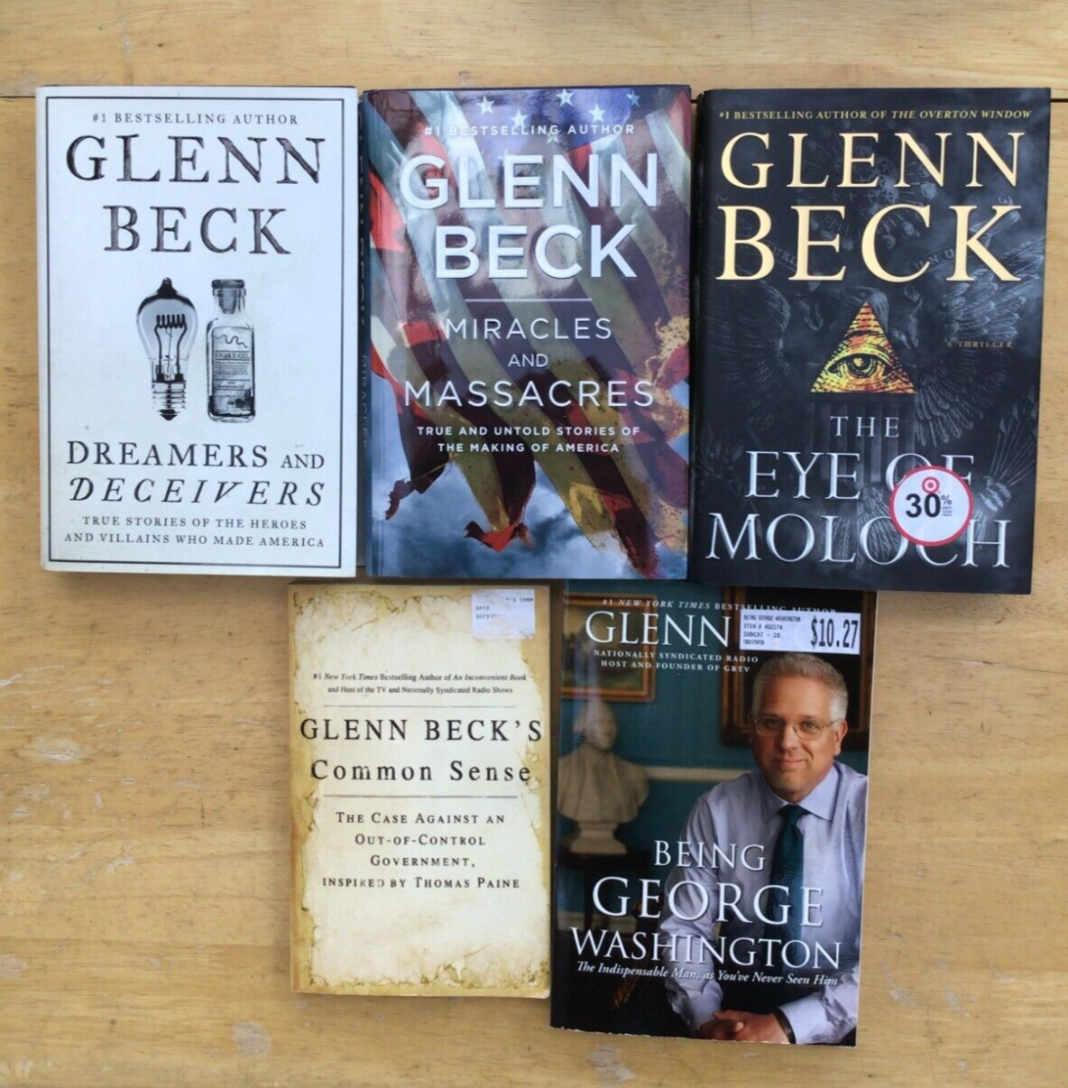 Lot of 5 GLENN BECK BOOKS Common Sense, George Washington, Eye Moloch 2 ...