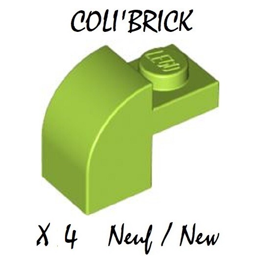 Lego 6091 - 4x Briques / Slope Curved 1x2x1 1/3 curved top - Lime ...