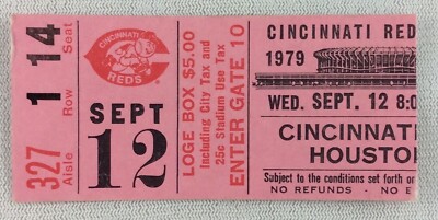 MLB 1979 09/12 Houston Astros at Cincinnati Reds Ticket Stub-Frank ...