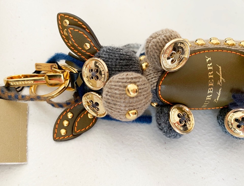 $395 Burberry Mable The Donkey Studded Leather Bag Charm Stuffed Animal ...