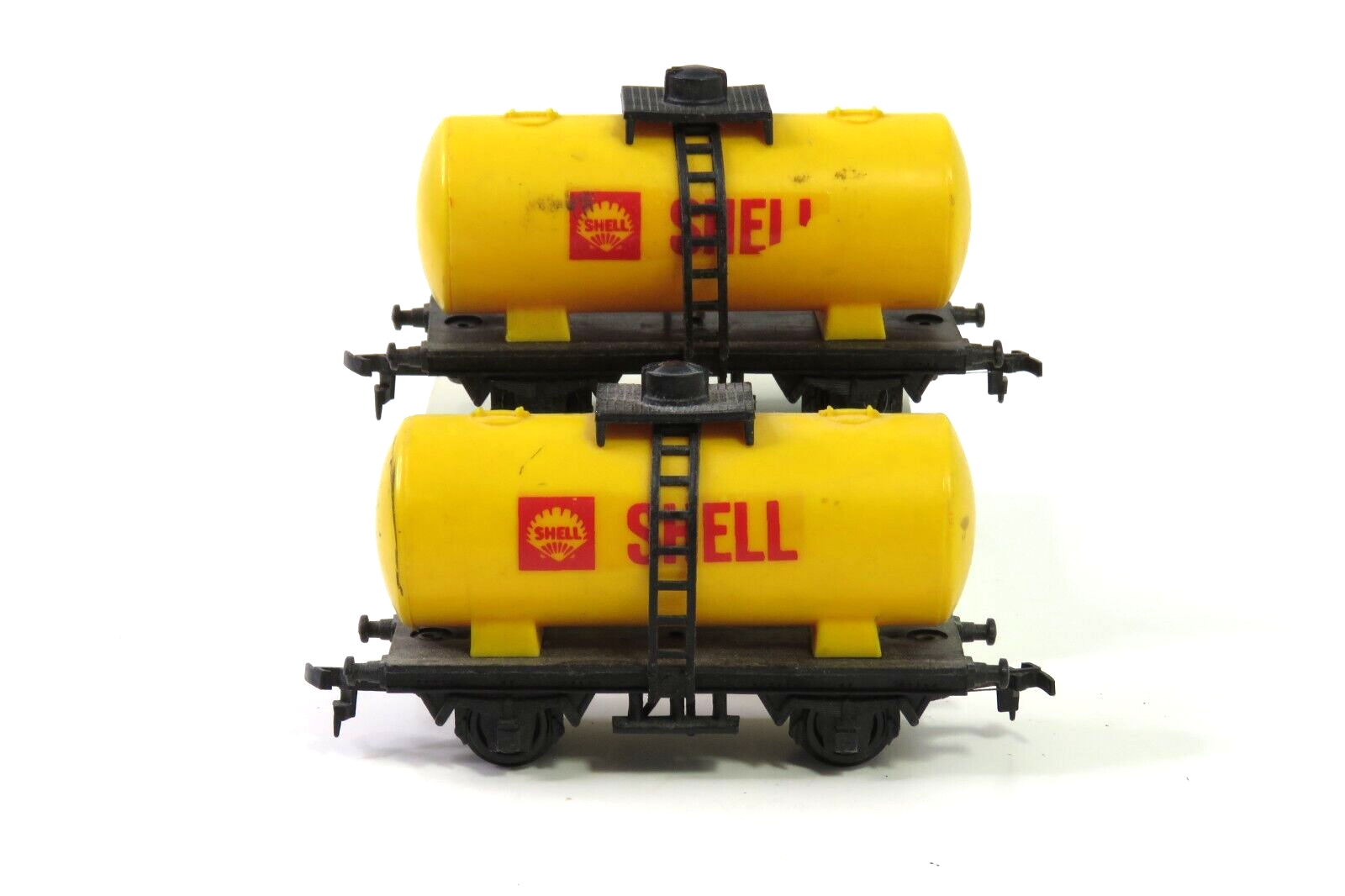 2 PCS VINTAGE LIMA SHELL YELLOW TANK RAIL CAR 2702 HO SCALE MADE ITALY ...