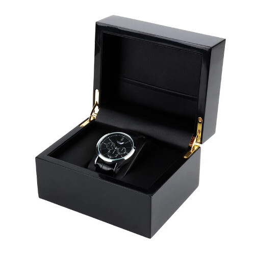 Black Box Watch Storage MDF Wooden Case Watch Jewelry Organizer ...