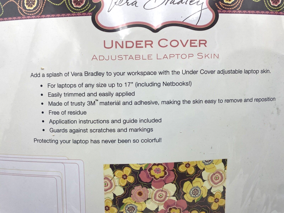 NEW Vera Bradley “Buttercup”Undercover Adjustable Laptop Skin/cover, Up ...