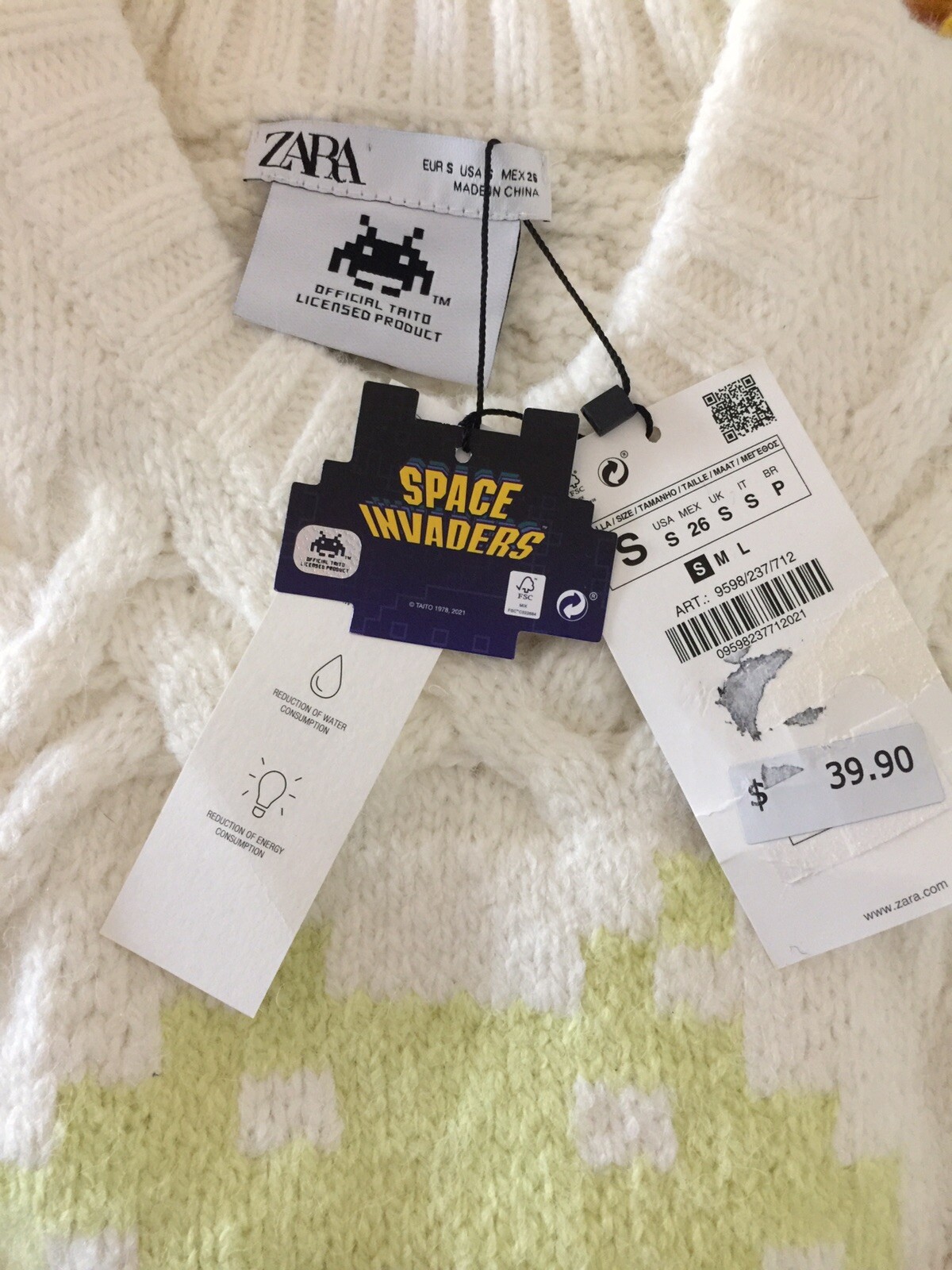 New ZARA Women Jacquard Space Invaders Taito Sweater Knit Short Vest SZ ...