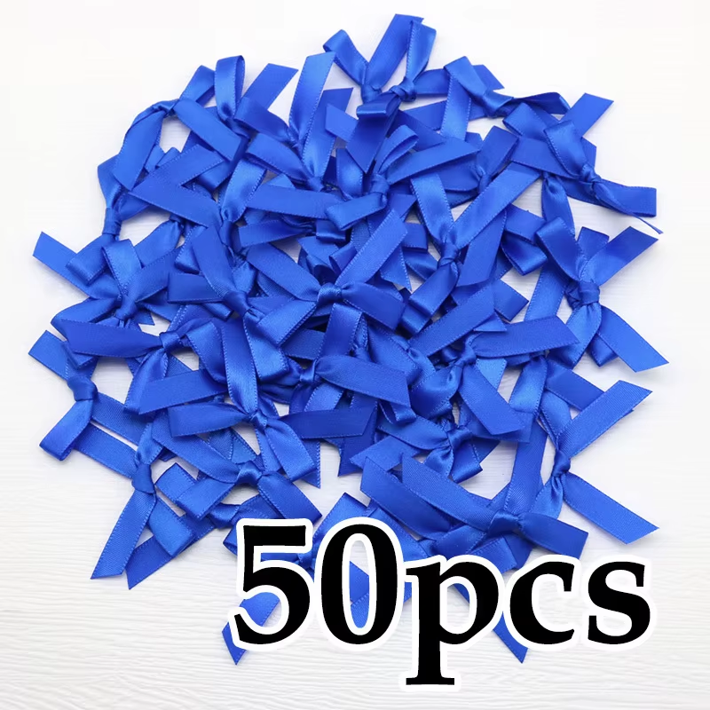 (50 Pcs) 4*4Cm Colourful Ribbon Bows Small Size Polyester Satin Ribbon ...