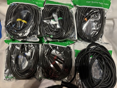 6 Pack Color-Coded 3-Pin XLR Male/ Female Audio Cables 24ft High ...