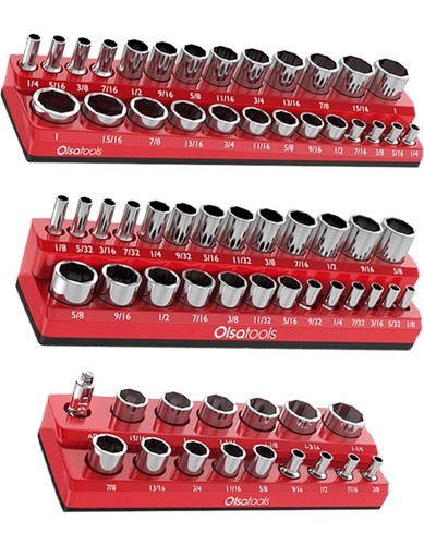 Olsa Tools Magnetic Socket Organizer - Red, 3 Piece Set for sale online ...
