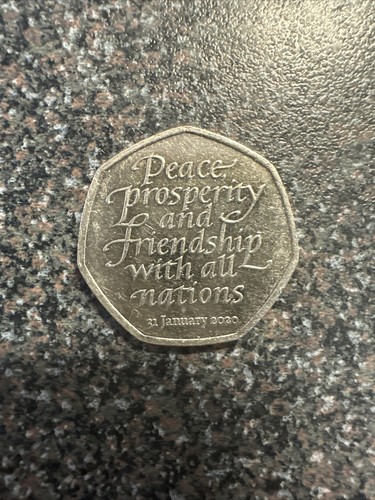 Very Rare Brexit 50p Coin "Peace Prosperity and Friendship with all ...
