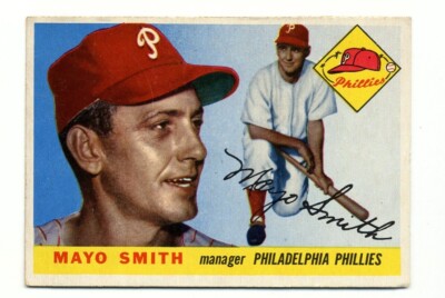 1955 TOPPS PHILADELPHIA PHILLIES MAYO SMITH #130 ROOKIE CARD VG-EX NO ...