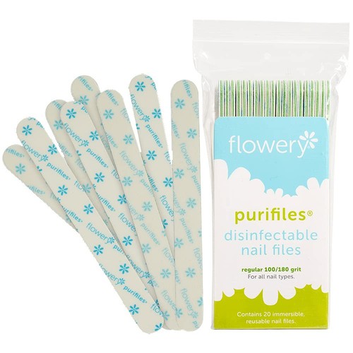 Flowery Green Core Disinfectable Nail Files, 100/180 Grit, 20 per Pack ...