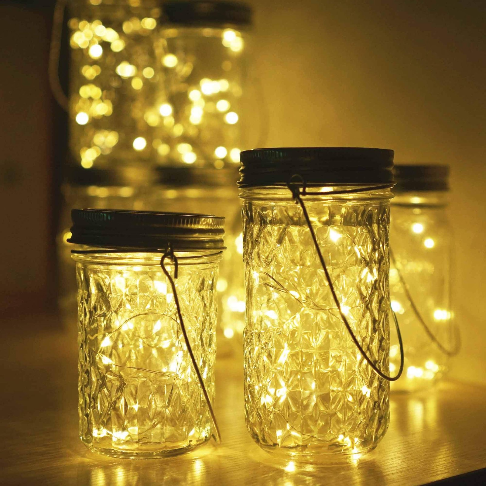 6 Pack Mason Jar Lights, 20 LED Solar Warm White Fairy String Lights ...