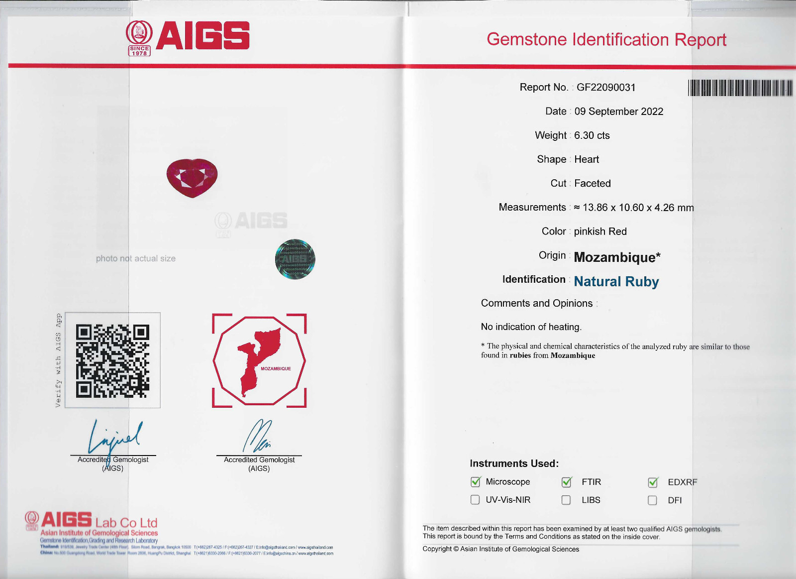 AIGS Certified Natural Ruby 6.30 cts Pinkish Red Unheated Mozambique | eBay