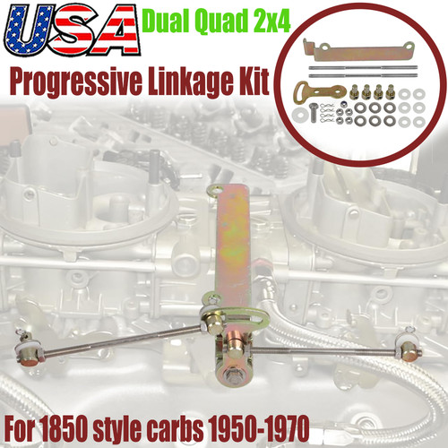 Dual Quad 2x4 Progressive Linkage Kit For 1850 Style Holley Carbs 1950 ...