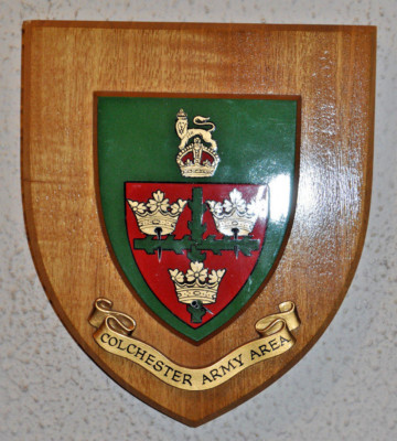 Colchester Army Area regimental mess wall plaque shield King's crown ...