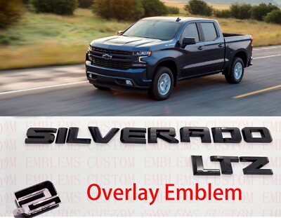Fit 2019-2022 Gloss Black Silverado LTZ Emblem Nameplate Badge Tailgate ...