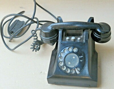 VTG BAKELITE TELEPHONE METAL ROTARY DIAL BUZZ BELL REUSE CLASSIC DECOR ...