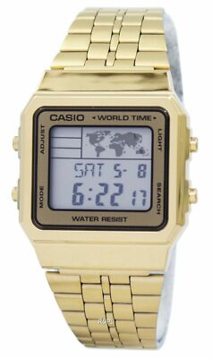 Casio Men's Digital Display World Time A500WGA-9DF Stainless Steel ...