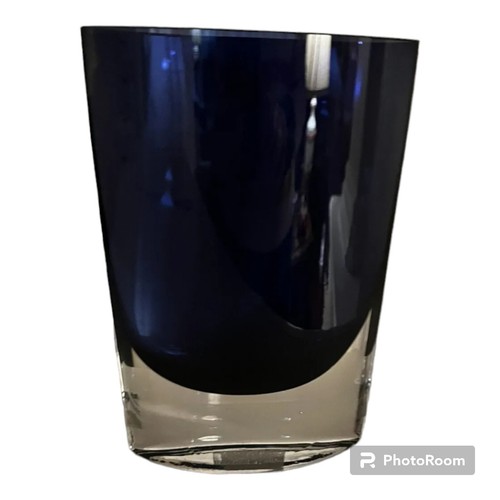 Vintage Signed LSA International Cobalt Blue With Clear Vase Hand blown ...