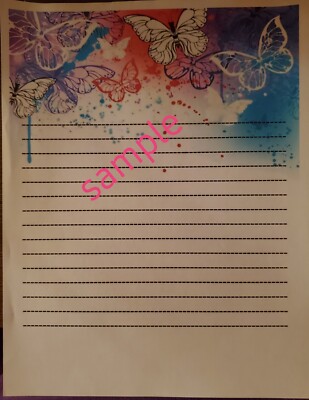 Butterfly lined stationary writing paper (25 Sheets) 8 ¹/² x 11 | eBay