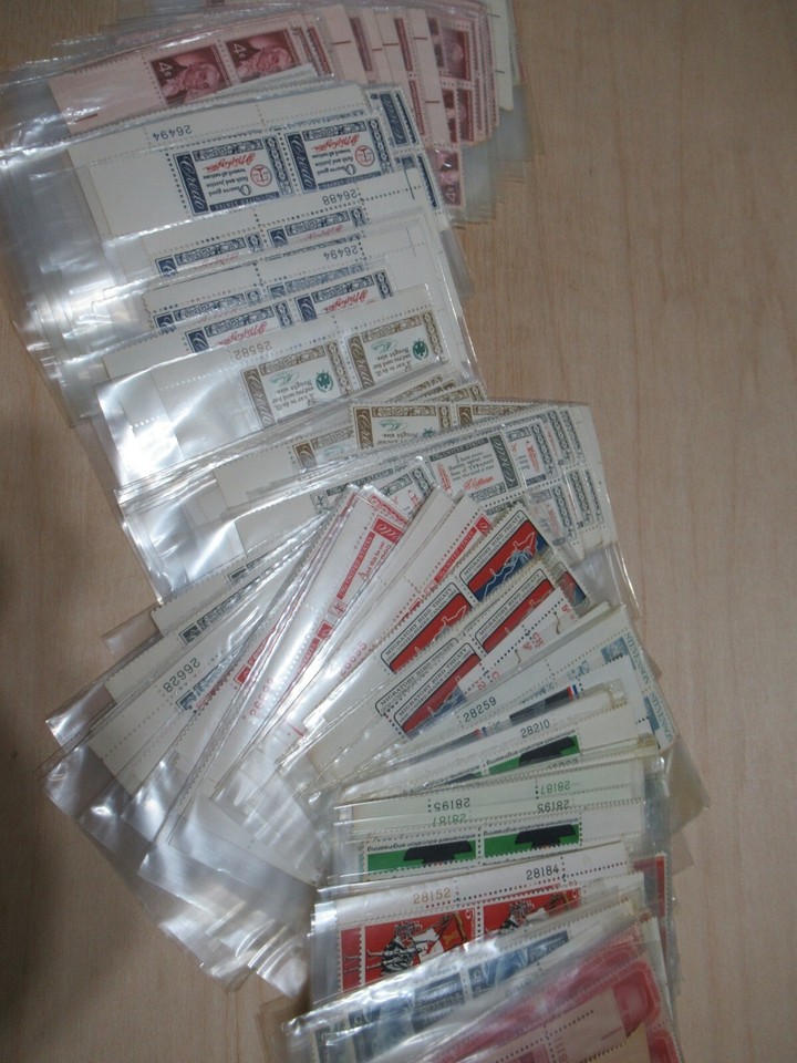 Lot of 48 Plate Blocks, 192 MNH Stamps, all are Different, 1950's 1960 ...