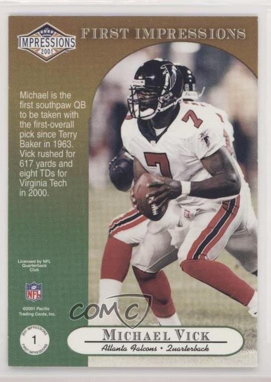 2001 Pacific Impressions First Impressions Michael Vick #1 Rookie RC | eBay