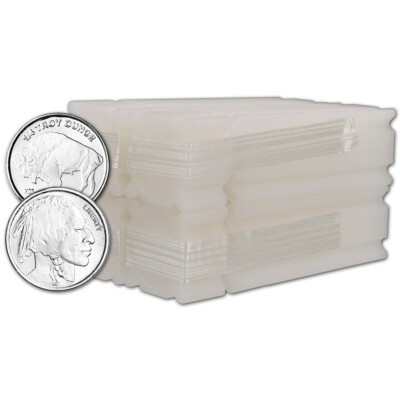 100 pc. 1/4 oz. Highland Mint Silver Round Buffalo .999 4 Rolls Tubes ...