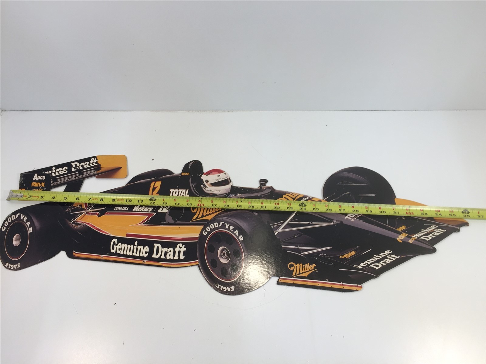Miller Genuine Draft Double Sided Hanging #12 Indy Car 36" x 12" Rahal ...
