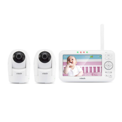 VTech 2 Camera Baby Monitor with 5" Screen, Pan & Tilt Cameras, Long ...