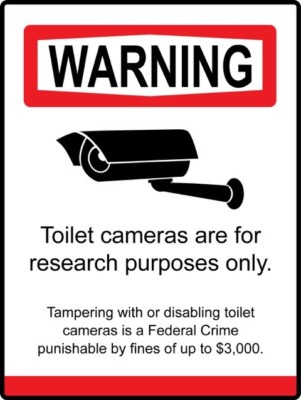 Toilet Camera Warning STICKER Decal Sign - Novelty FUNNY Bathroom ...