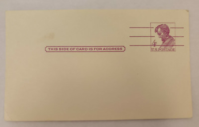 Vintage Plain Blank Postcard Prepaid US Postage 4 cents Abraham Lincoln ...